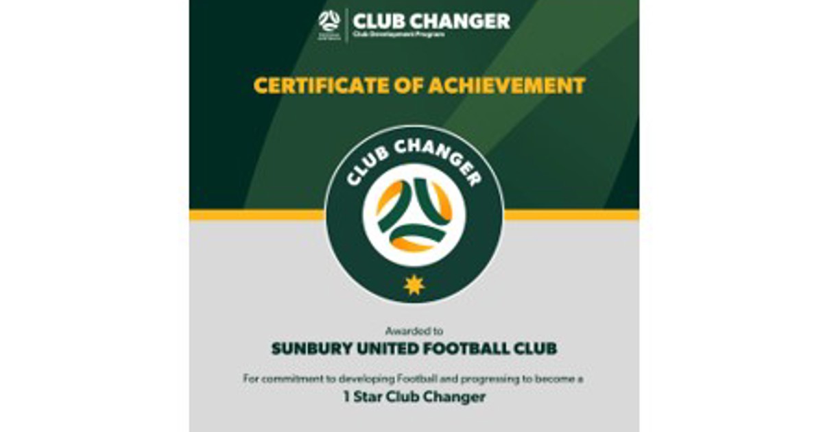 Sunbury United FC is now a 1 Star Club Changer! - Sunbury United ...